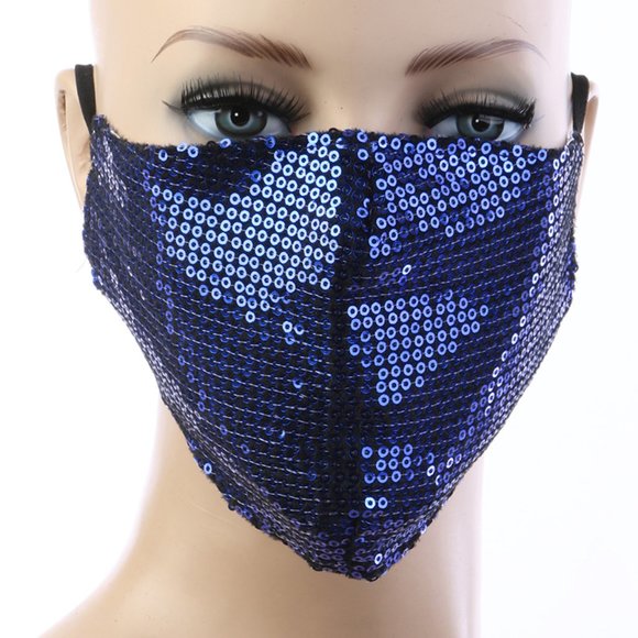 Accessories | Dark Blue Sequin Reuse Face Mask | Poshmark